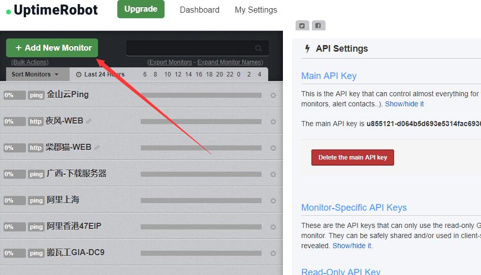 Uptime Status–使用UptimeRobot自建服务器Ping和网站在线率监控 | 柴郡猫